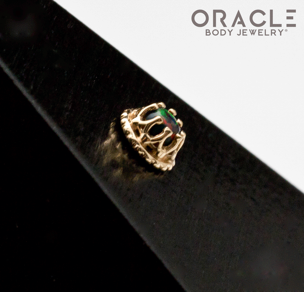 14k Yellow Gold Black Opal Empress Threadless End – Oracle Body Jewelry