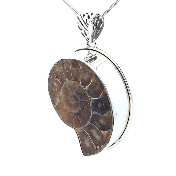 Sterling Silver Fossilized Ammonite Pendant – Oracle Body Jewelry