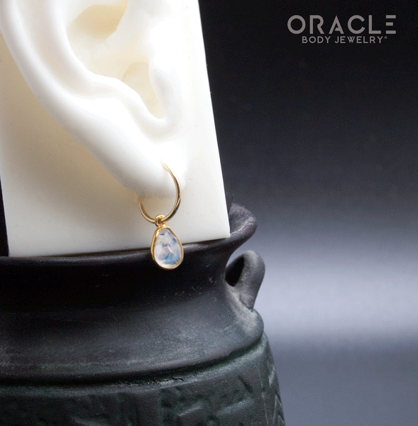 18k Yellow Gold Moonstone Rose Cut Charms – Oracle Body Jewelry