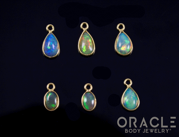 18k Yellow Gold Ethiopian Opal Charms – Oracle Body Jewelry