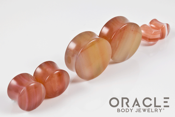 Orange Tibetan Agate Double Flare Plugs – Oracle Body Jewelry