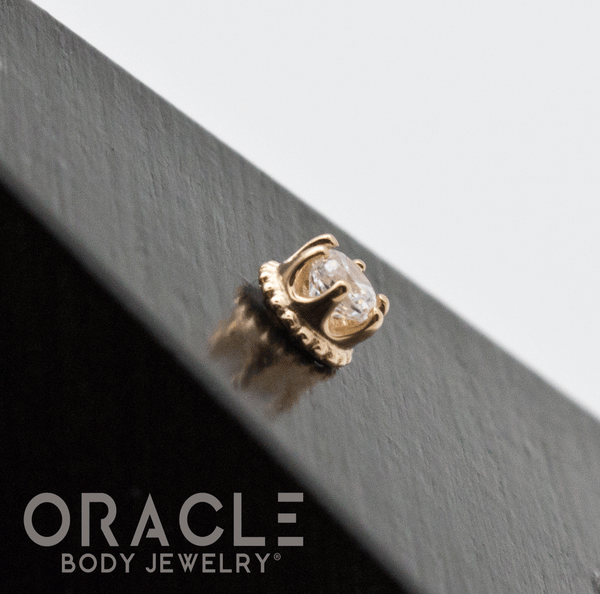 14k Yellow Gold CZ Empress Threadless End – Oracle Body Jewelry