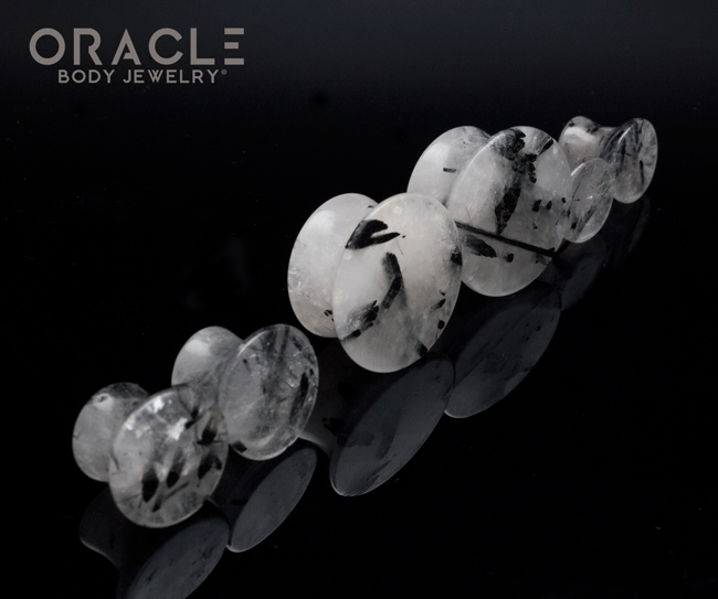 Tourmalated Quartz Mayan Style Flare Plugs – Oracle Body Jewelry