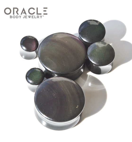 Rainbow Obsidian Double Flare Plugs – Oracle Body Jewelry