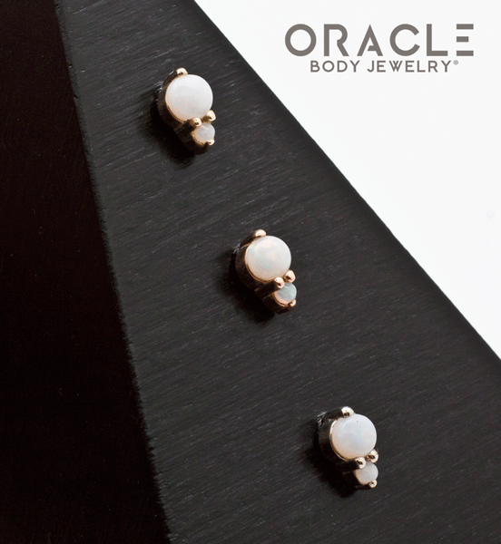 14k Double Opal Threadless End – Oracle Body Jewelry